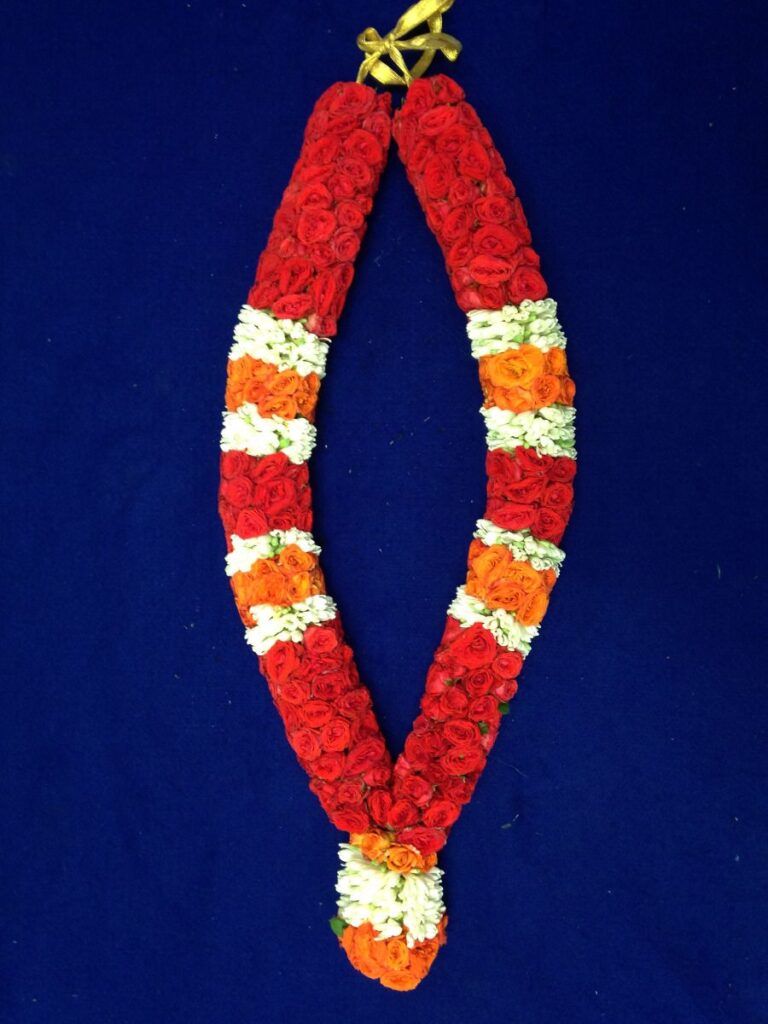 Red Button rose garland with kunjalam